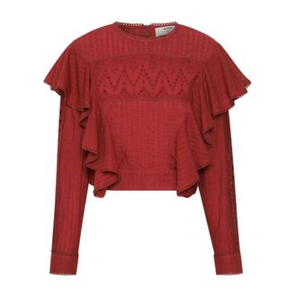 One Teaspoon Rote Baumwollbluse mit R&uuml;schen - - Blouses & Shirts - Damen - Rot - 2XS