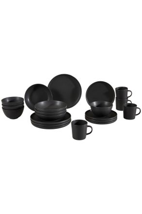 Novel Kombiservice, Schwarz, Keramik, 20-teilig, 350 ml, Lfgb, Essen & Trinken, Geschirr, Geschirr-Sets, Kombiservice