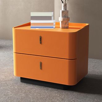 Generic Nachttisch Aus Massivholz, Nachtschrank Keine Installation Erforderlich, Beistelltisch Für Wohnzimmer, Schlafzimmer, Büro, Wohnung(Orange,45cm)