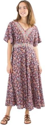 Coline Robe mi Longue imprimé Cachemire Floral - Couleur : Marine - Taille : L/XL