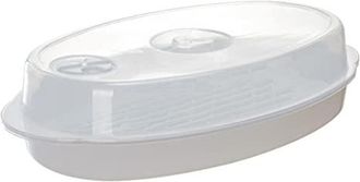 DOITOOL 1 four &agrave; micro-ondes, plaque &agrave; vapeur &agrave; micro-ondes, r&eacute;cipient alimentaire, casseroles avec couvercle de cuisine Steamer Plate (blanc)
