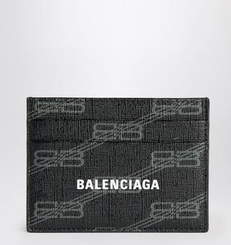 Balenciaga Signature card holder in black and grey BB Monogram coated canvas