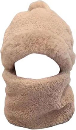 Generic Joli chapeau dhiver en peluche pour femme, &eacute;charpe int&eacute;gr&eacute;e, coupe-vent pour temps froid, kaki