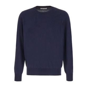 Brunello Cucinelli Homme, Pulls, Bleu, Taille: XL Pull en Coton &agrave; Col Rond