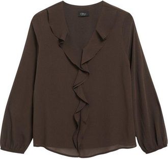 s.Oliver Langarmbluse Bluse Cr&ecirc;pe-Bluse mit Volants