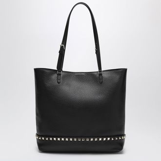 Valentino Garavani Mittelgro&szlig;e Rockstud Shopper-Tasche aus schwarzem Leder