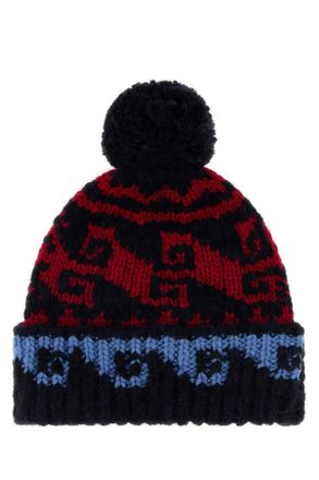 Moncler HAT Wool-Blend Jacquard Beanie - Black