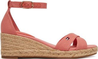 Tommy Hilfiger Espadrilles Hemp Crossover Strap Wedge Espadrilles FW0FW09332 Rosa
