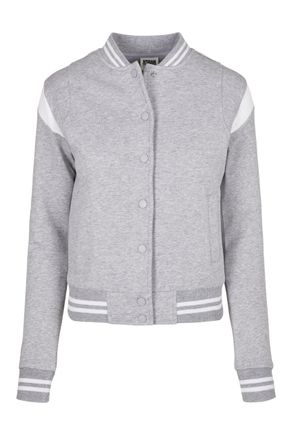 Urban Classics Ladies Organic Inset College Sweat Jacket Grey/White 5XL