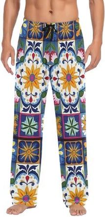 Generic Pantalon de pyjama pour homme - Pantalon de d&eacute;tente color&eacute; avec ballons de football - Coupe droite - Pantalon de pyjama pour homme, Couleur 18, L