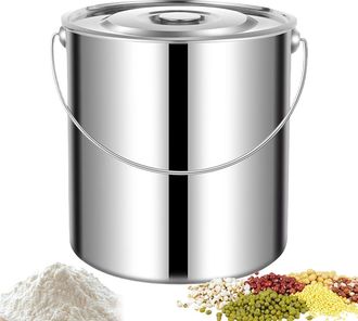 Generico Metalleimer mit Griff, gro&szlig;es Fassungsverm&ouml;gen, gro&szlig;er Metall-Eimer, f&uuml;r Suppe, Milch, Wasser, Reis, Mehl, Getreide, Trockenfutter f&uuml;r Katzen, Speisek