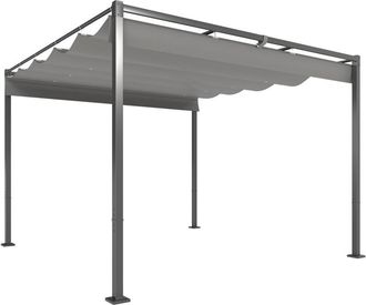 OUTSUNNY Pergola de jardin - Outsunny - 3 x 3 m - r&eacute;tractable coulissante - fixation magn&eacute;tique - auvent de protection solaire, UPF30+ - gris