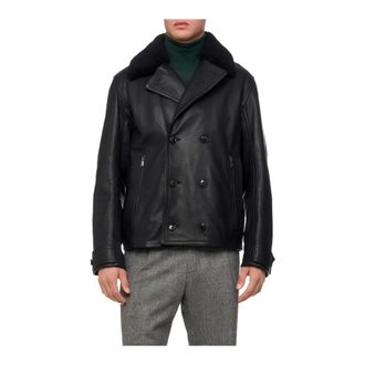 HUGO BOSS Giacca Doppiopetto in Vera Pelle - - Jackets - Herren - Schwarzk - S