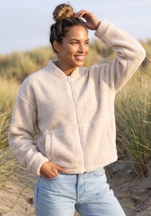 Elbsand Fleecejacke ELBSAND, Damen, Gr. S (36), wei&szlig; (naturwei&szlig;), Fleece, Obermaterial: 100% Polyester, h&uuml;ftbedeckend, Jacken Fleecejacke, in kuscheliger Qual