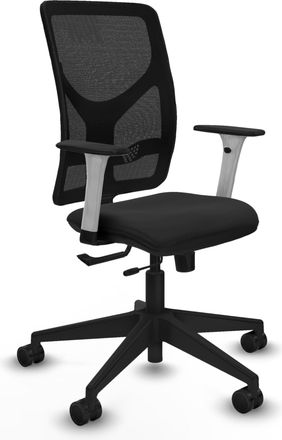 Piqueras y Crespo B&uuml;rostuhl, schwarz, mit wei&szlig;en und schwarzen Armlehnen, h&ouml;henverstellbare Lendenwirbelst&uuml;tze, ausgestattet mit Syncro/Traslack und Schneideschaum, Sch