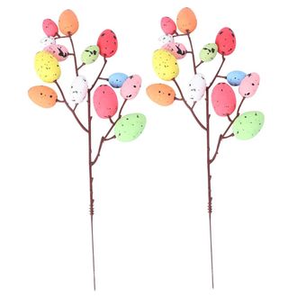 Amosfun Ostereierzweige 2 St&uuml;ck mit Nat&uuml;rlichen Blumenmotiven f&uuml;r Osterbaum und Saisonale Wohnraumgestaltung als Fotorequisite