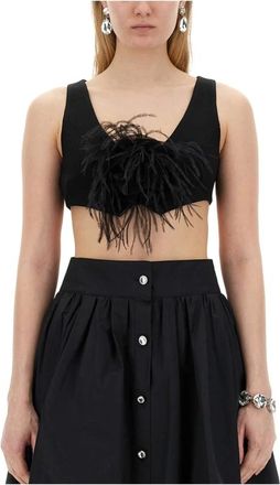 Moschino Femme, Tops, Noir, Taille: 36 FR Top &agrave; appliqu&eacute;s floraux