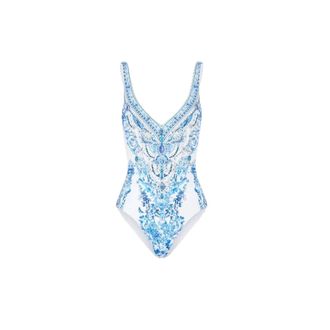 Camilla Maillot de bain une pi&egrave;ce &agrave; col en V et dos en V - Femme - Maillots de bain - Bleu - Taille: 42 FR