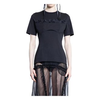 Simone Rocha Femme, Tops, Noir, Taille: 36 FR T-shirt à volants et balconette
