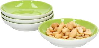 Ritzenhoff & Breker juego de 4 cuencos Doppio en verde, porcelana plana, 10 cm de diámetro y 2,1 cm de altura, coloridos cuencos para varios entrantes, aptos para lavavaj
