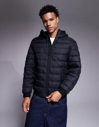 Boss Orange by Hugo Boss Odenis - Veste matelass&eacute;e &agrave; capuche - Noir