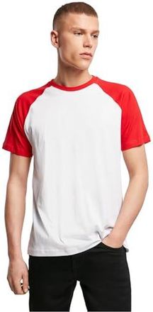 Build Your Brand By007-Raglan Contrast Tee T-Shirt, Blanc/Rouge, 3XL Hommes