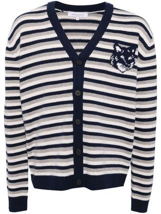 Maison Kitsun&eacute; cardigan &agrave; logo en intarsia - Bleu