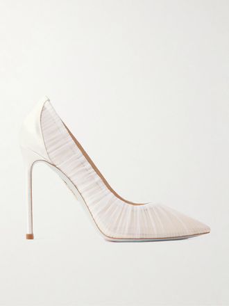 Aquazzura Escarpins En Tulle Et En Satin Voile 105 - Blanc