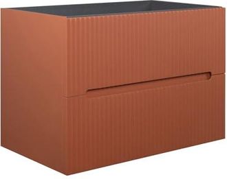 Vente-Unique Meuble sous Vasque Suspendu stri&eacute; Terracotta - 80 cm - PAVANI