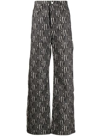 Amiri pantalon droit &agrave; logo imprim&eacute; - Noir