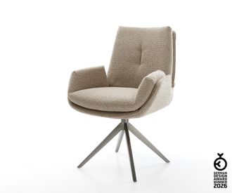 DELIFE Drehstuhl Clea-Flex Boucl&eacute; Schlamm Kreuzgestell breit Graphit 360&deg; drehbar Wippfunktion, Esszimmerst&uuml;hle