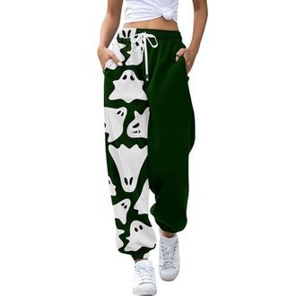 Generic Pantalon de surv&ecirc;tement taille haute pour femme - Pantalon de jogging sportif et actif avec poches - Pantalon ample pour femme de petite taille, Vert 