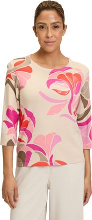 Betty Barclay Damen Feinstrickpullover mit Print 46, Nature/Red