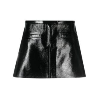 Courr&egrave;ges Vinyl Trapeze Minirock - - Skirts - Damen - Schwarzk - S