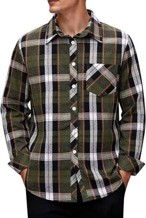 Generic Chemises &agrave; carreaux pour homme - Haut boutonn&eacute; &agrave; manches longues - Col &agrave; revers tendance - Coupe ample - Confortable - Respirant et extensible - V&ecirc;tem