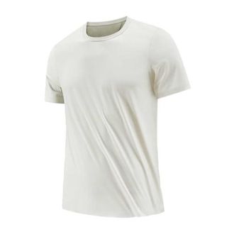 Generic T-shirt d&eacute;t&eacute; pour homme Couleur unie Soie T-shirt col rond V&ecirc;tements &agrave; s&eacute;chage rapide, beige, XXL