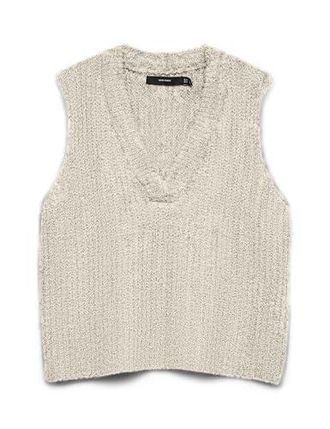 Vero Moda Vmnovah Rib SL V-Neck Vest Noos, Bouleau, L Femme