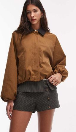 Motel Wamuka - Mini-short habill&eacute; &agrave; rayures fines - Gris