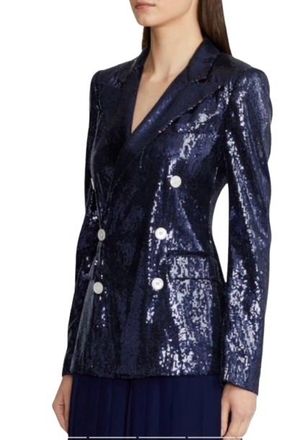 Ralph Lauren Collection Blue Sequin Camden Blazer Size M