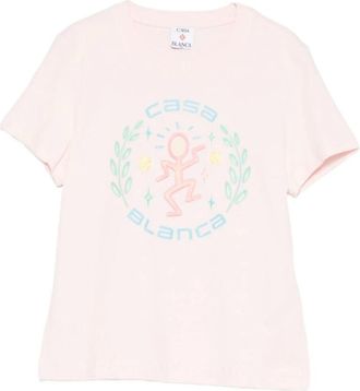 Casablanca Femme, Tops, Rose, Taille: 38 FR Logo Cotton T-Shirt