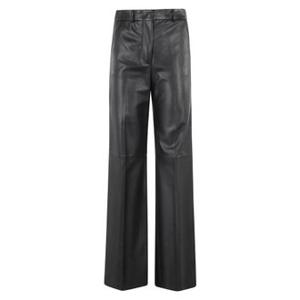Emporio Armani Schwarze Lederhose Straight Leg - - Trousers - Damen - Schwarzk - S
