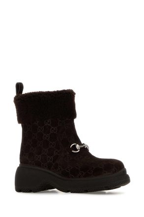 Gucci Womens Dark Brown Suede Ankle Boots Stivali
