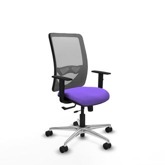 Piqueras y Crespo Drehstuhl mit Rollen Zulema mit 1D-Armen, h&ouml;henverstellbare Lendenwirbelst&uuml;tze, ausgestattet mit Syncro/Translack und Schneideschaum, Grau/Lila