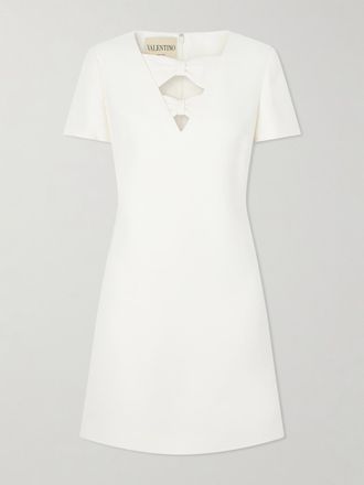 Valentino Garavani Mini-robe En Cr&ecirc;pe De Laine Et De Soie M&eacute;lang&eacute;es &Agrave; Noeuds - Blanc