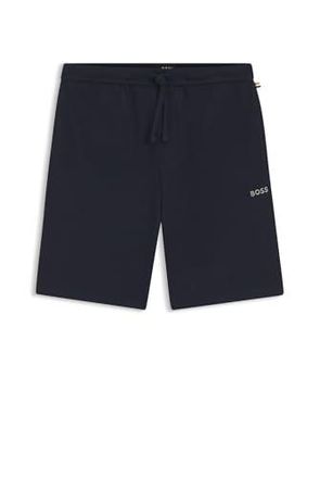 BOSS Short de pyjama Waffle pour homme en m&eacute;lange de coton avec logo brod&eacute;, Dark Blue403, L
