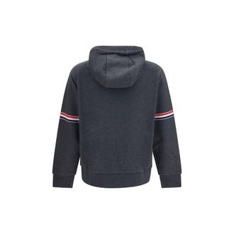 Thom Browne 4-Bar Striped Loopback Cotton Hoodie - Gray