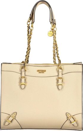 Guess Femme, Sacs, Beige, Taille: ONE Size Sac Bandouli&egrave;re &agrave; Cha&icirc;ne &agrave; 2 Anses