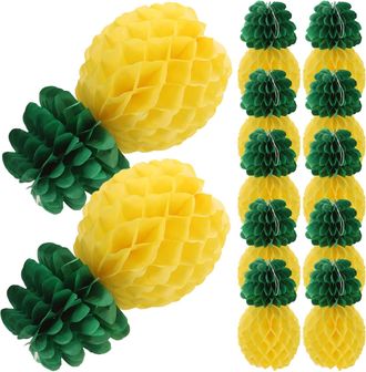 Artibetter 9 St&uuml;ck Ananas Waben Papieranh&auml;nger 20cm Farbecht und Langlebig Hawaii Partydekoration f&uuml;r Hochzeit und Babyparty