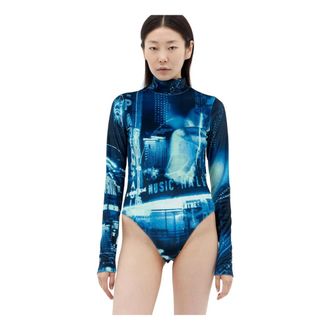 Jean Paul Gaultier Samt-Body Fashion Fiction Kollektion - - Tops - Damen - Blau - M