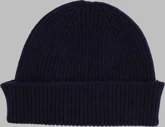 Paul Smith M1A-383MK-T719_47A Ribbed Cashmere-Merino Beanie - Blue